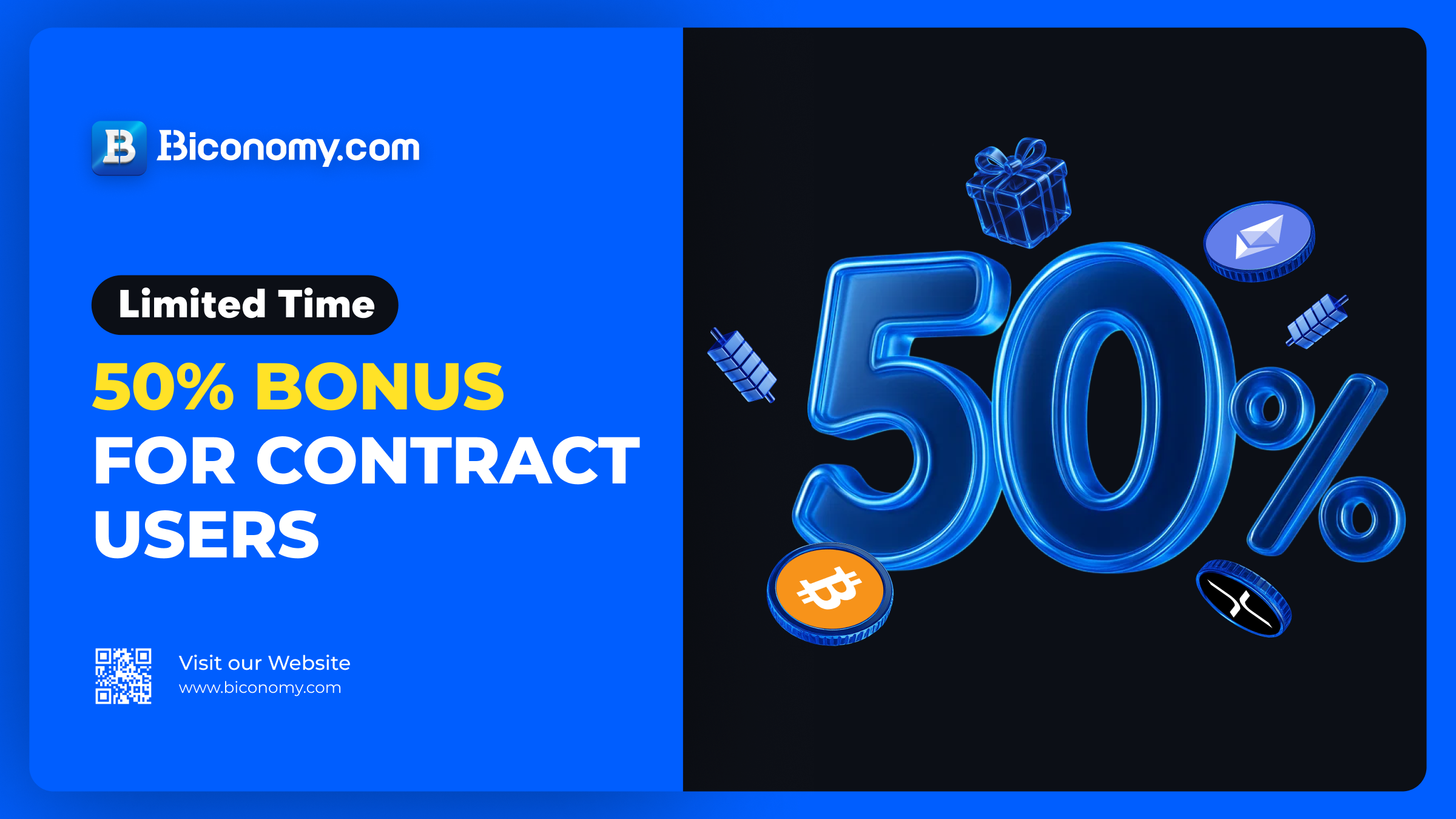 계약 사용자를 위한 기간 한정 혜택 - 입금하고 50% 보너스를 받으세요! 🎉 🎉 🎉 – Biconomy | 지원 센터